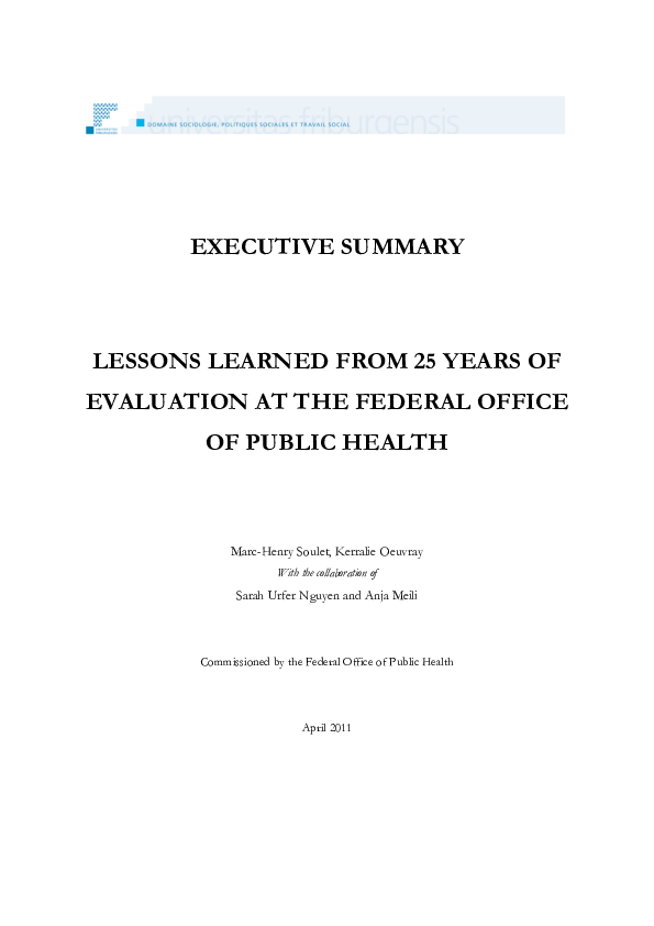 (PDF) Executive Summary Lessons Learned from 25 Years of Evaluation at ...