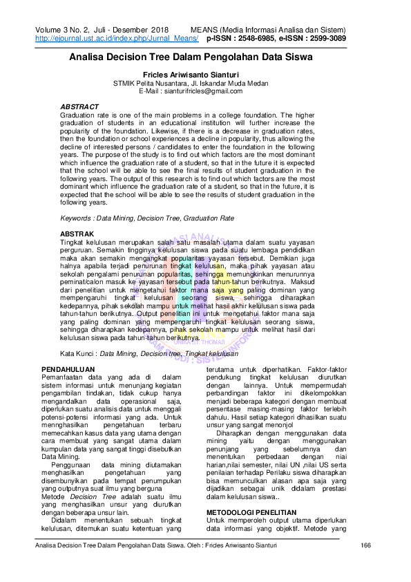 (PDF) Analisa Decision Tree Dalam Pengolahan Data Siswa