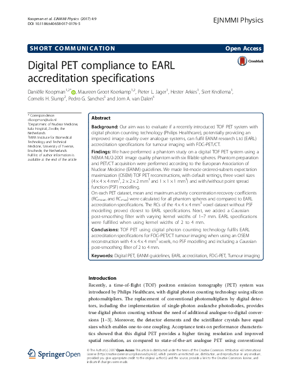 (PDF) Digital PET compliance to EARL accreditation specifications