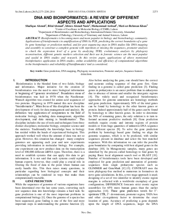 (PDF) Dna and Bioinformatics: A Review of Different Aspects and ...
