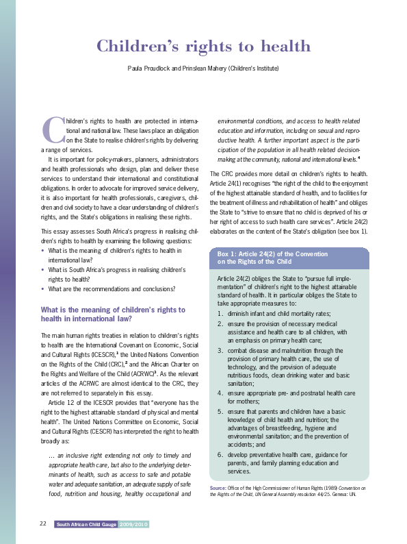 (PDF) Children's rights to health