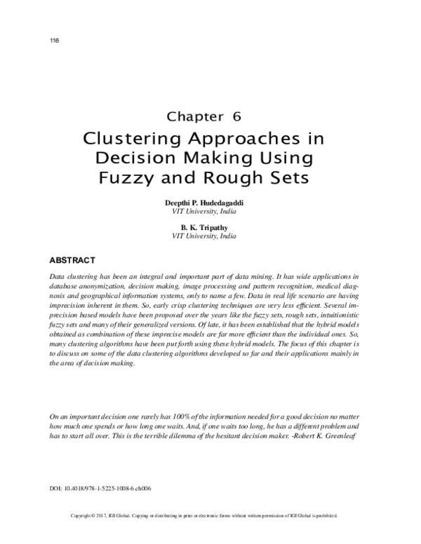 (PDF) Clustering Approaches in Decision Making Using Fuzzy and Rough Sets