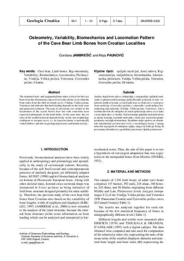 (PDF) Osteometry, Variability, Biomechanics and Locomotion Pattern of ...