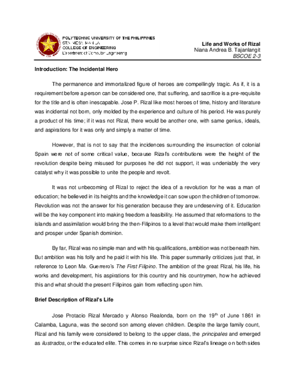 (PDF) Guerrero's The First Filipino | A Reflection