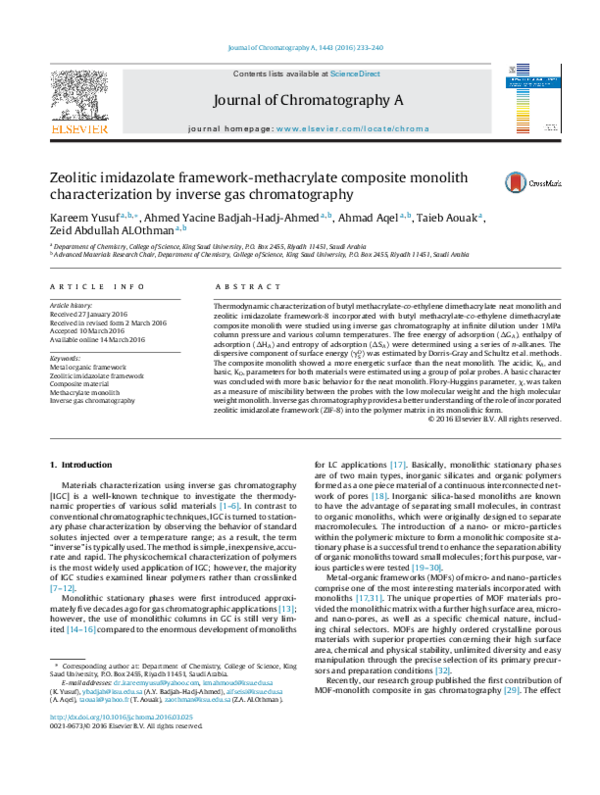 (PDF) Zeolitic imidazolate framework-methacrylate composite monolith characterization by inverse ...