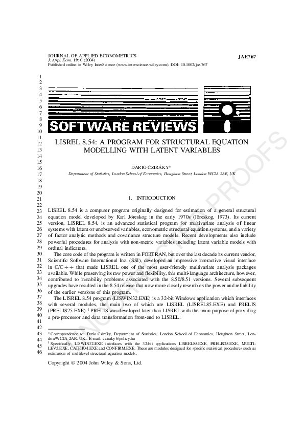 (PDF) LISREL 8.54: A program for structural equation modelling with ...