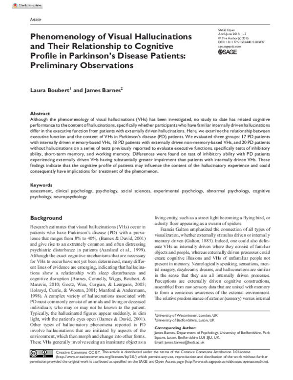(PDF) Phenomenology of Visual Hallucinations and Their Relationship to ...