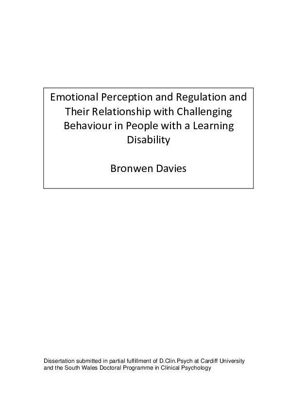(PDF) Emotional perception and regulation and their relationship with challenging behaviour in ...