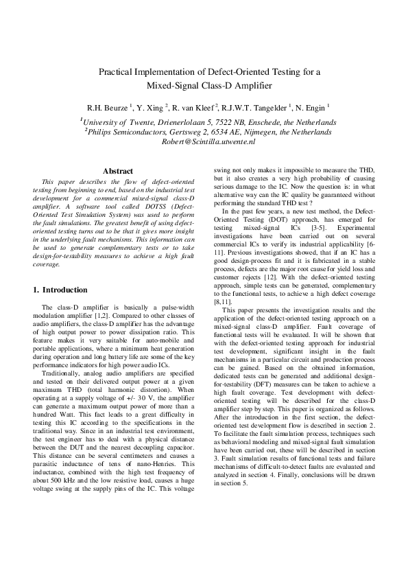 Pdf Practical Implementation Of Defect Oriented Testing For A Mixed