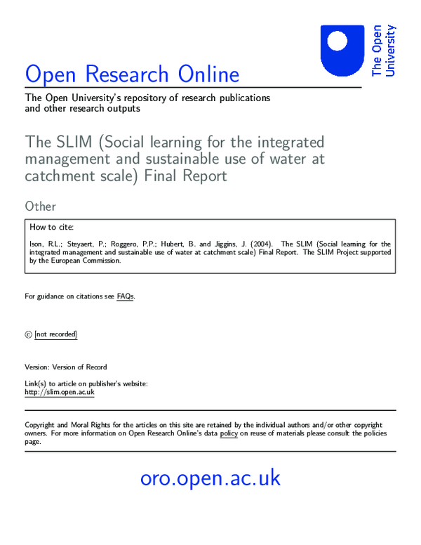 (PDF) The SLIM (Social learning for the integrated management and ...