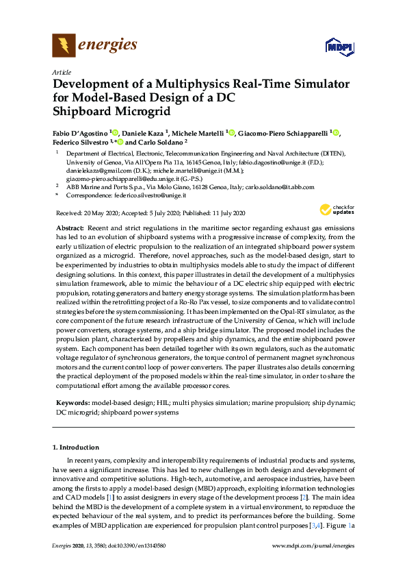Pdf Development Of A Multiphysics Real Time Simulator For Model Based