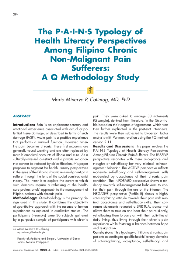 (PDF) The P-A-I-N-S Typology of Health Literacy Perspectives among ...