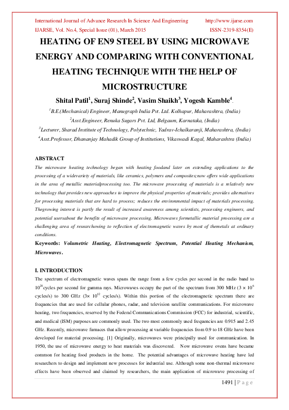(PDF) Heating of EN9 Steel by Using Microwave Energy and Comparing with ...