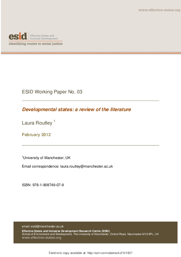 (PDF) Developmental states: a review of the literature