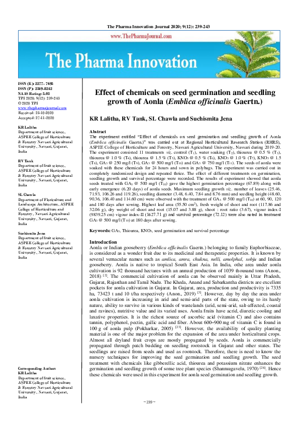 (PDF) Effect of chemicals on seed germination and seedling growth of ...