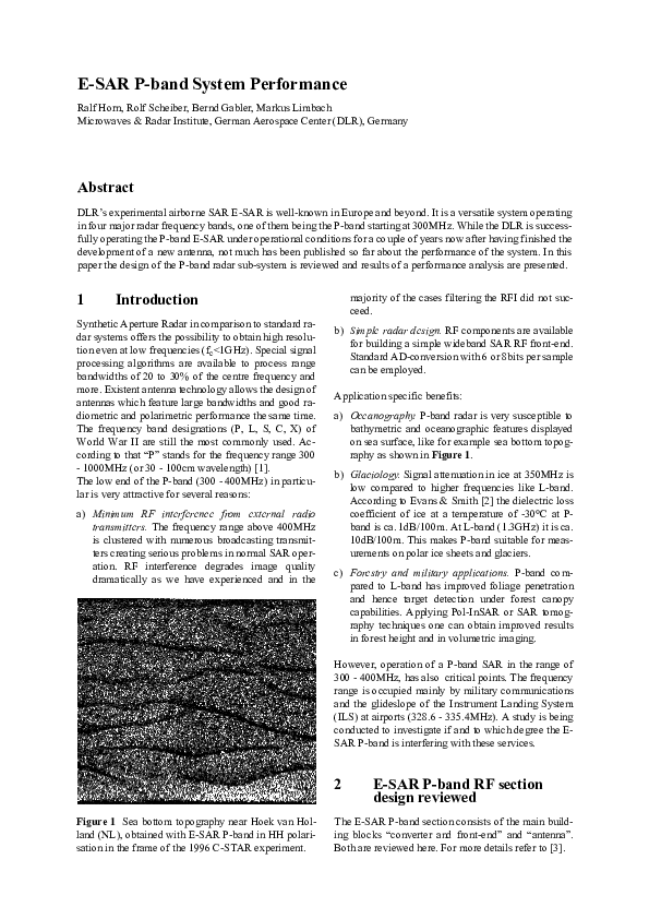 (PDF) E-SAR P-band System Performance