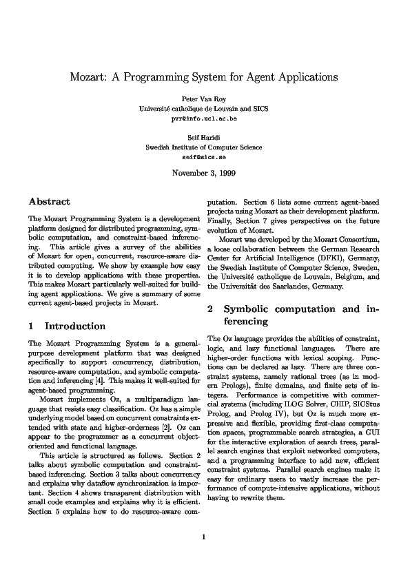 (PDF) Mozart: a programming system for agent applications