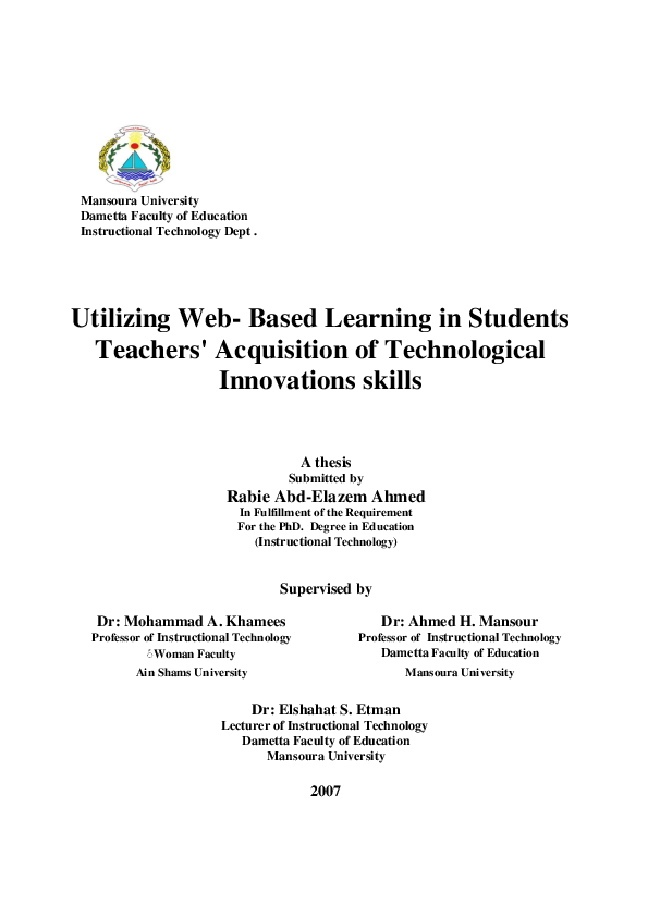 (PDF) Utilizing Web Based Learning