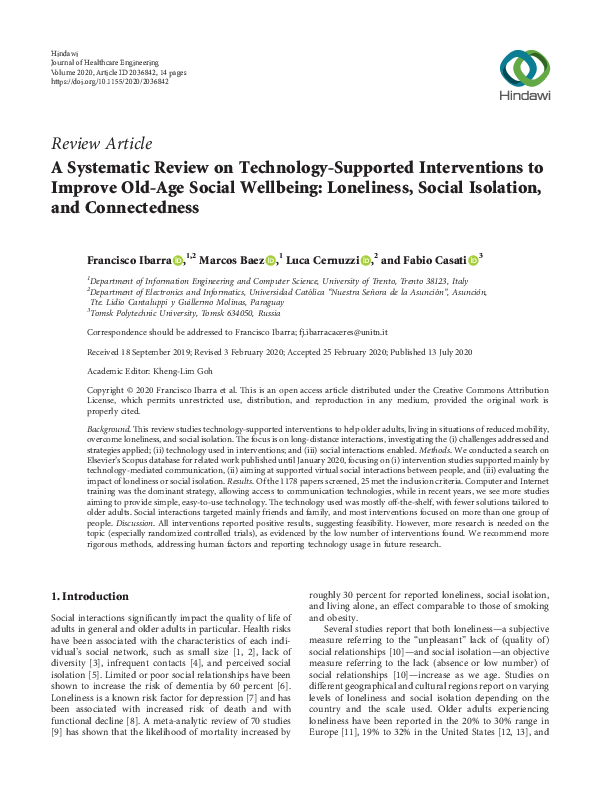 (PDF) A Systematic Review on Technology-Supported Interventions to Improve Old-Age Social ...