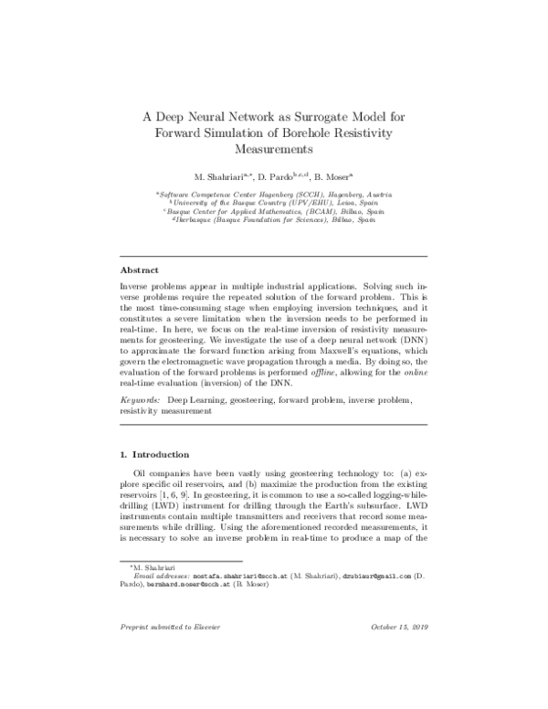 (PDF) A Deep Neural Network as Surrogate Model for Forward Simulation ...