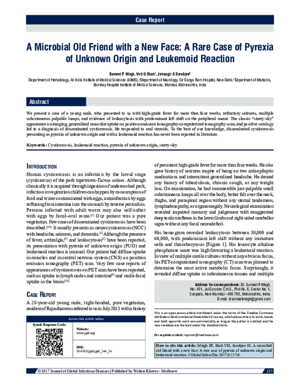 (PDF) A microbial old friend with a new face: A rare case of pyrexia of ...