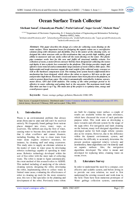 (PDF) Ocean Surface Trash Collector