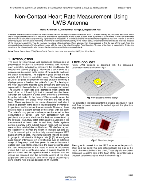 (PDF) Non-Contact Heart Rate Measurement Using UWB Antenna