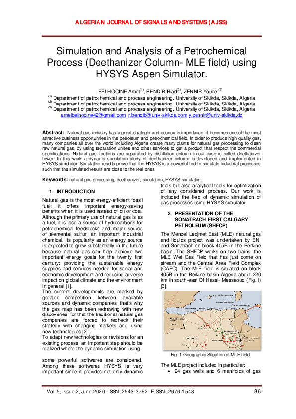 (PDF) Simulation and Analysis of a Petrochemical Process (Deethanizer ...