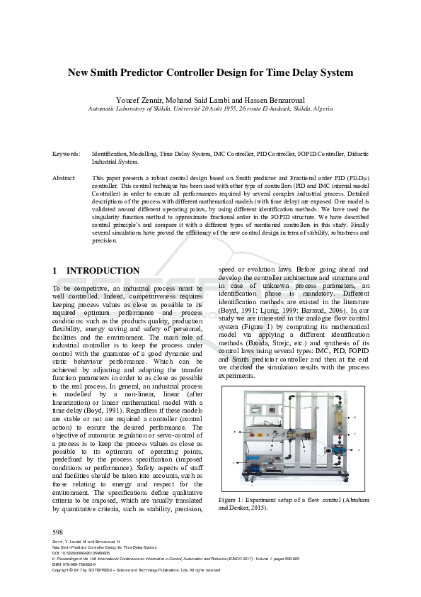 (PDF) New Smith Predictor Controller Design for Time Delay System