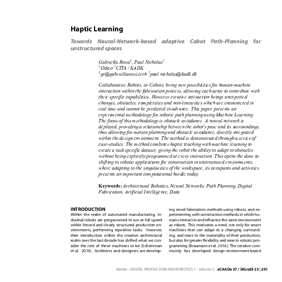 (PDF) Haptic Learning Towards Neural-Network-based adaptive Cobot Path-Planning for unstructured ...
