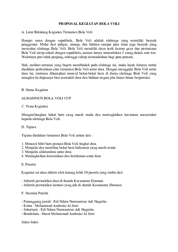 (DOC) PROPOSAL KEGIATAN BOLA VOLI
