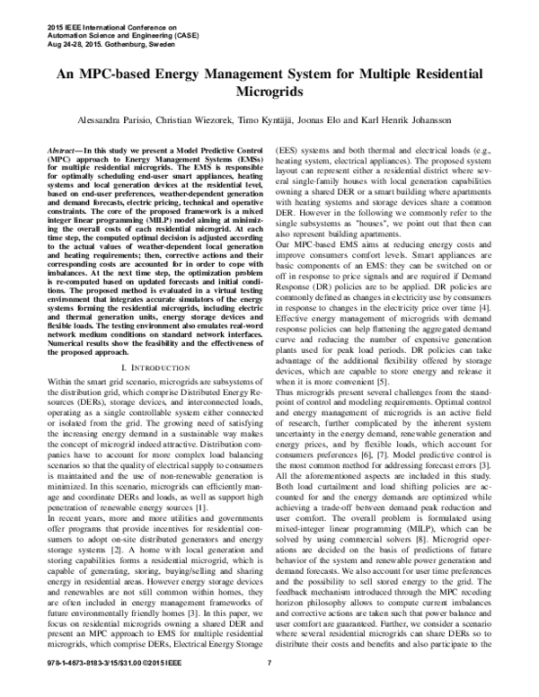 (PDF) An MPC-based Energy Management System for multiple residential ...