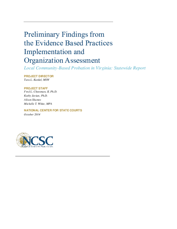 (PDF) Preliminary Findings from the Evidence Based Practices ...