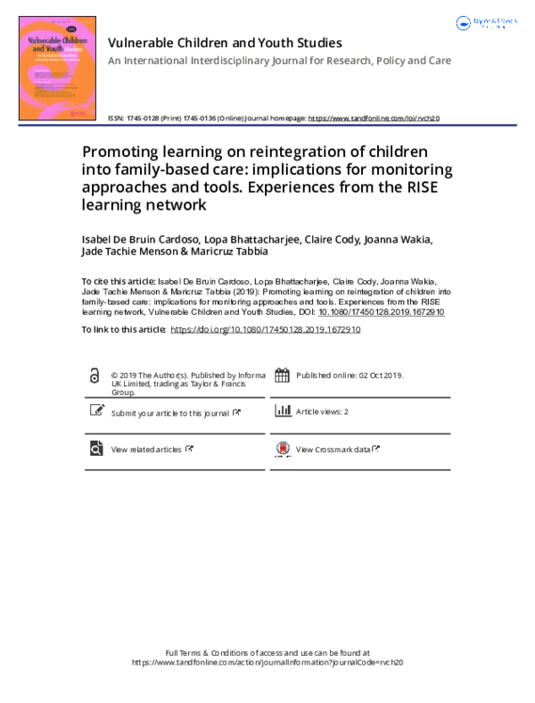 (PDF) Promoting learning on reintegration of children into family-based ...