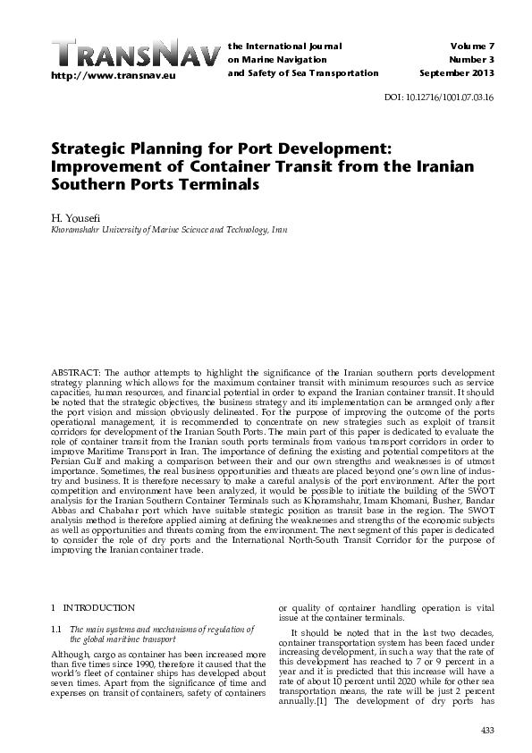 (PDF) Strategic Planning for Port Development: Improvement of Container ...