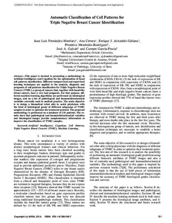 (PDF) Automatic Classification of Cells Patterns for Triple Negative Breast Cancer Identification