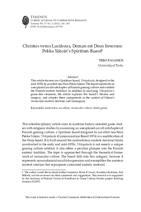 (PDF) Christus verus Luciferus, Demon est Deus Inversus: Pekka Siitoin ...