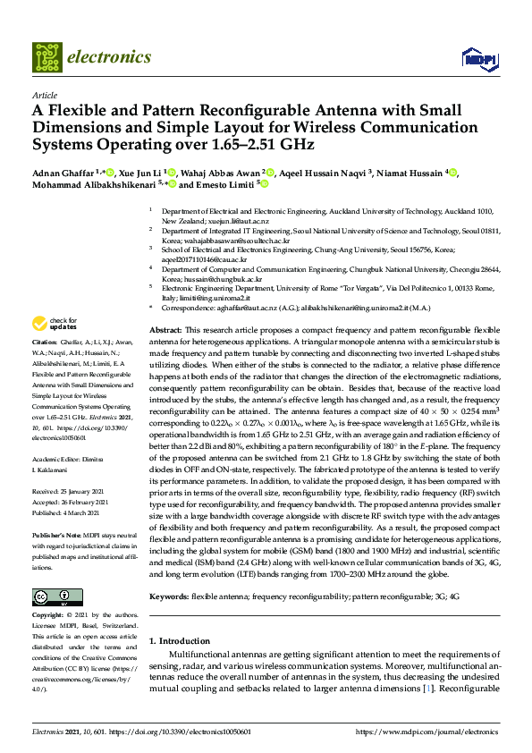 Pdf A Flexible And Pattern Reconfigurable Antenna With Small
