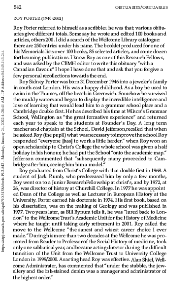 (PDF) Roy Porter (1946-2002)