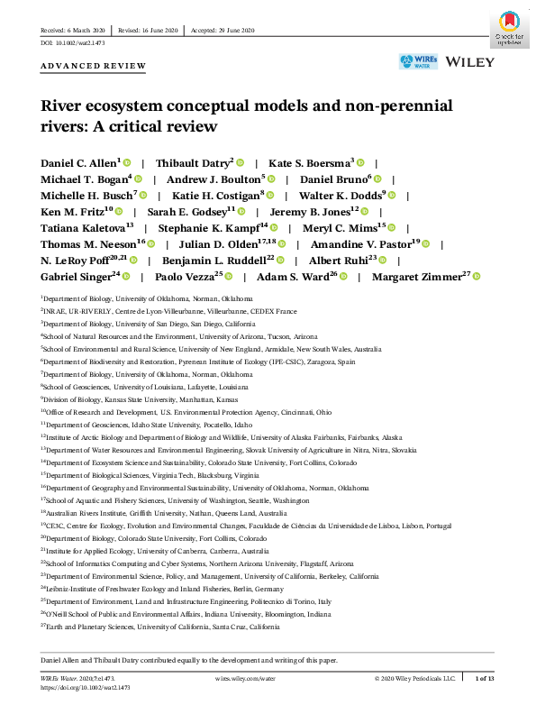(PDF) River ecosystem conceptual models and non‐perennial rivers: A ...