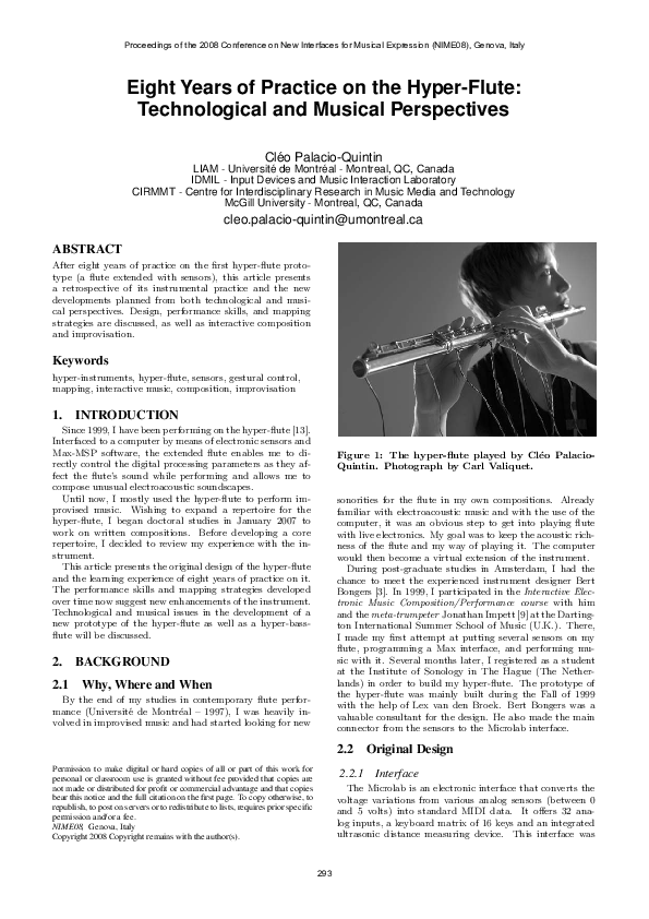 (PDF) Eight years of practice on the hyperflute: Technological and ...