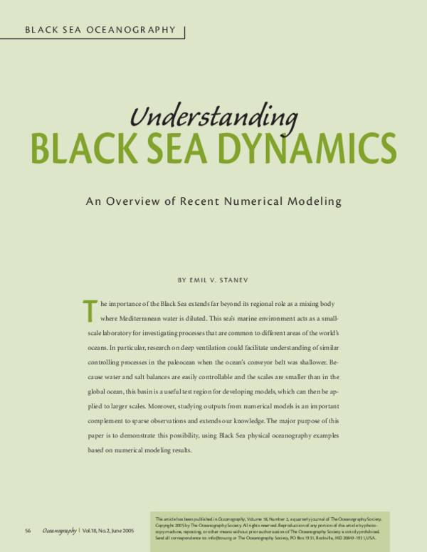(PDF) Understanding Black Sea Dynamics: Overview of Recent Numerical Modeling