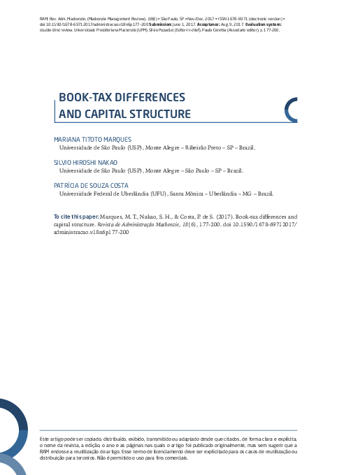 (PDF) Book-Tax Differences and Capital Structure