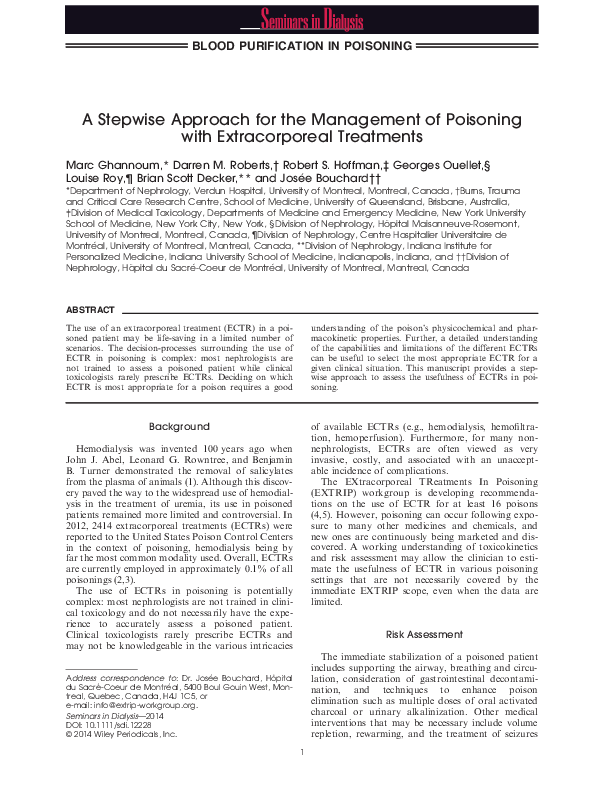 (PDF) A Stepwise Approach for the Management of Poisoning with ...