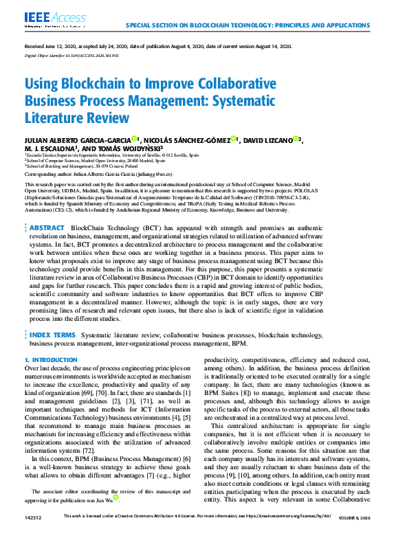 (PDF) Using Blockchain to Improve Collaborative Business Process Management: Systematic ...