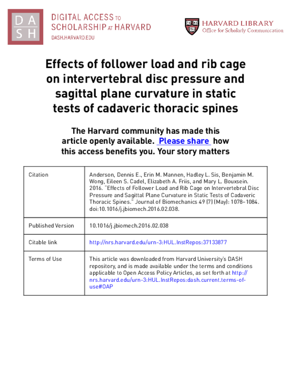 (PDF) Effects of follower load and rib cage on intervertebral disc ...