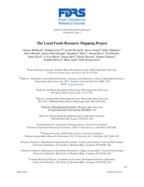 (PDF) The Local Foods Resource Mapping Project
