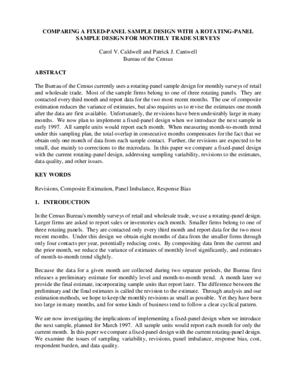 (PDF) A Fixed-Panel Sample Design with a Rotating-Panel Sample Design ...