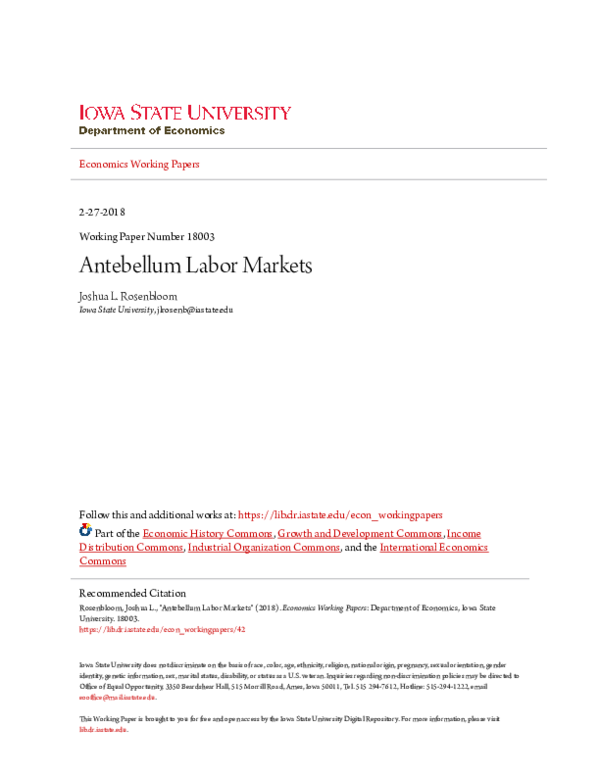 (PDF) Antebellum Labor Markets