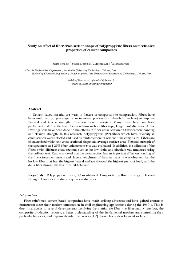 (PDF) Study on effect of fiber cross section shape of polypropylene ...